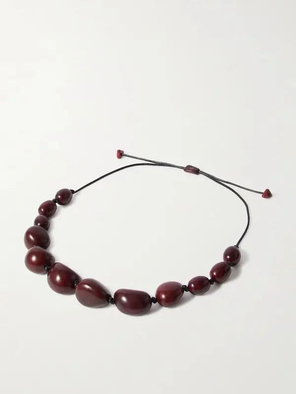 HUNTING SEASON Tagua And Leather Necklace - Burgundy