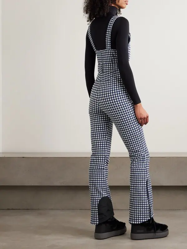 Cordova Fernie Gingham Seersucker Ski Salopettes - Navy