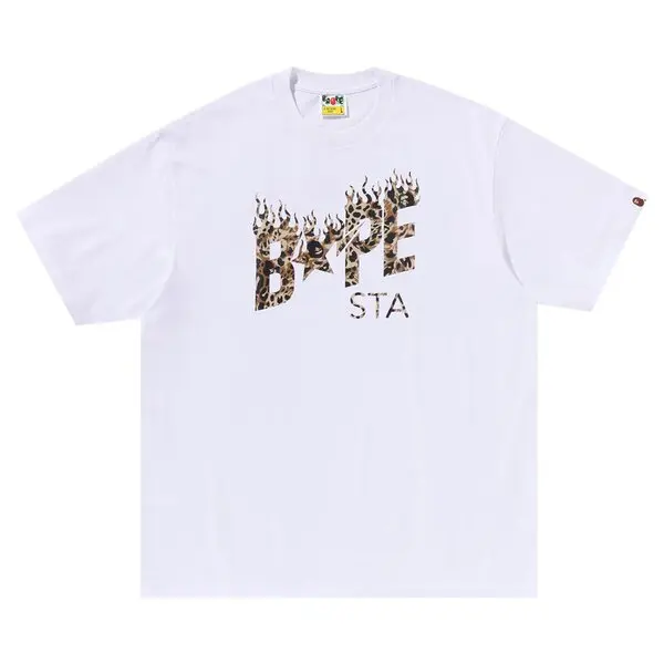 A BATHING APE Wild Leopard Pattern Relaxed Fit Tee - White