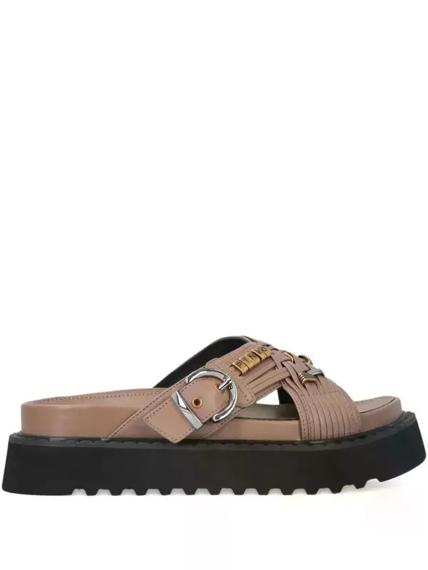 Pinko Buckled Leather Platform Sandals