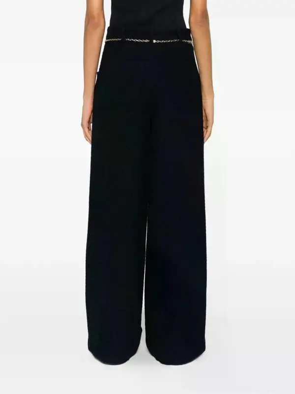 Maje Chain-detail Bouclé Tweed Wide-leg Trousers