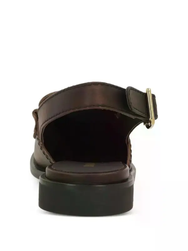 Miu Miu Logo Detail Slingback Loafers - Brown