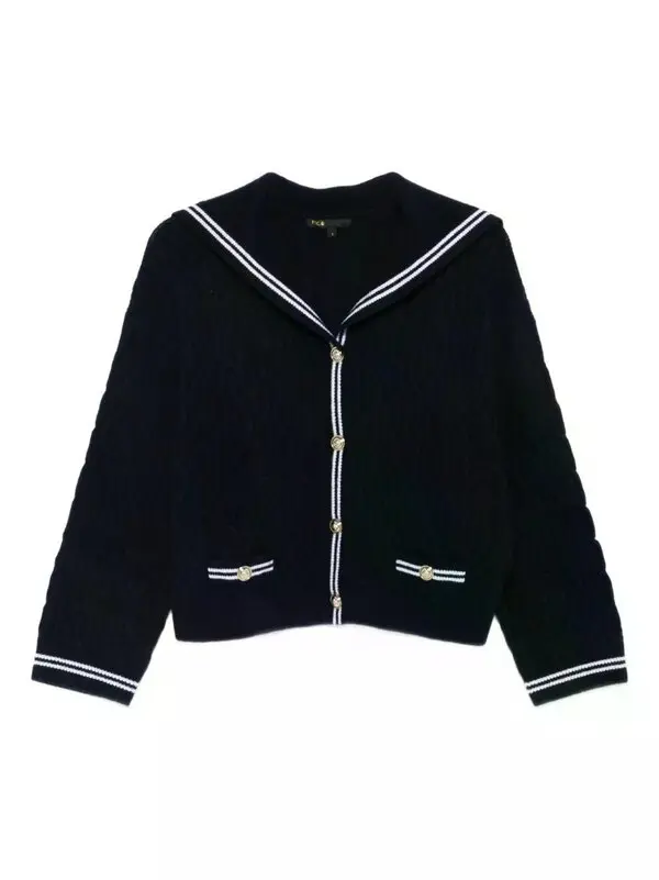Maje Cable-knit Sailor Collar Cardigan