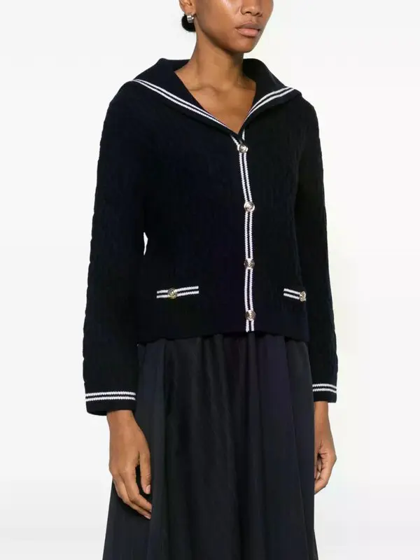 Maje Cable-knit Sailor Collar Cardigan