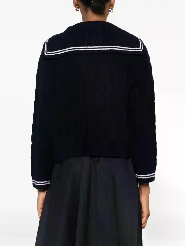 Maje Cable-knit Sailor Collar Cardigan
