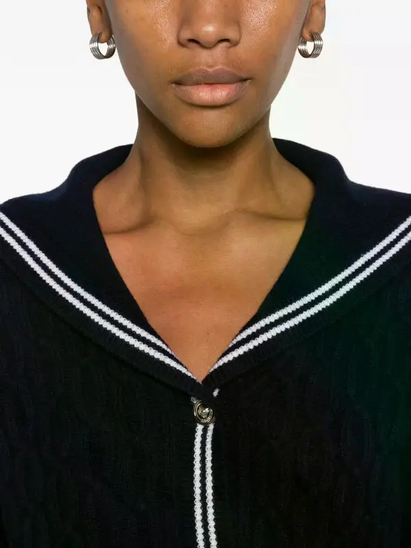 Maje Cable-knit Sailor Collar Cardigan