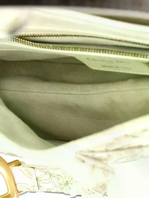 Dior Saddle Handbag Printed Leather Shoulder Bag - Metallic