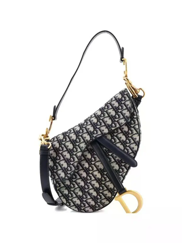Dior Saddle Handbag With Strap Oblique Canvas Medium Shoulder Bag - Blue