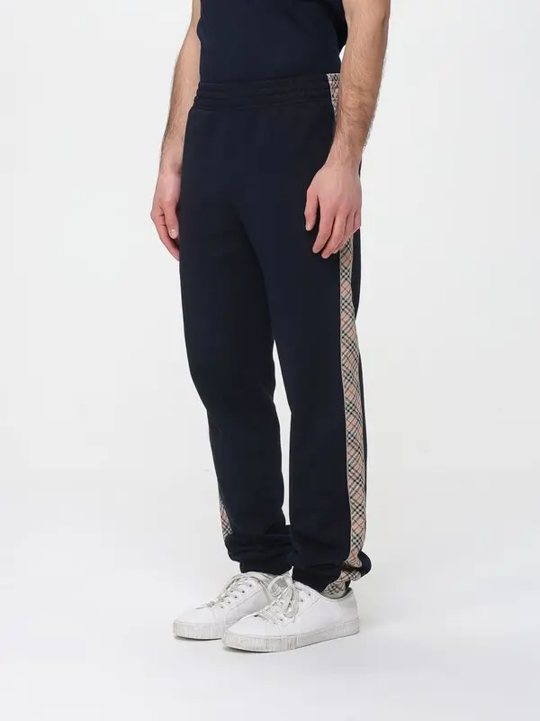 Burberry Track Pants With Signature Check - Navy