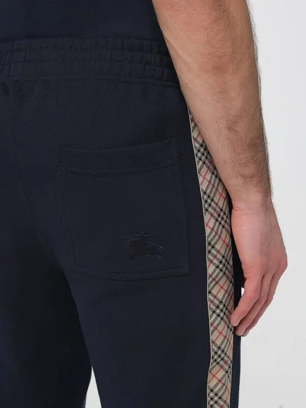 Burberry Track Pants With Signature Check - Navy