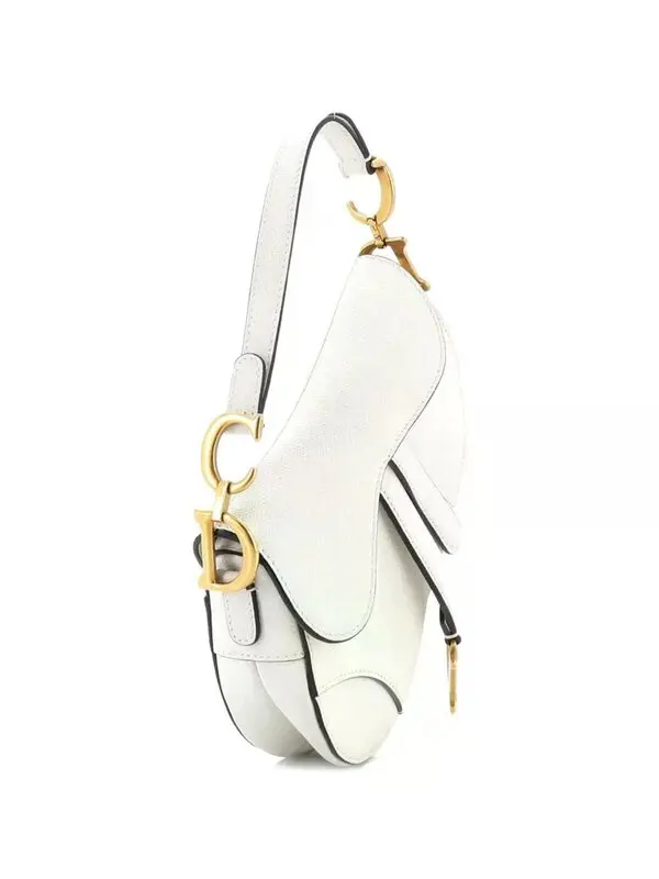 Dior Saddle Leather Mini Shoulder Bag - White