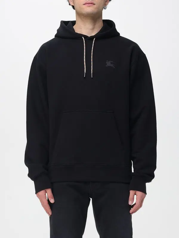 Burberry Logo Embroidered Hoodie - Black