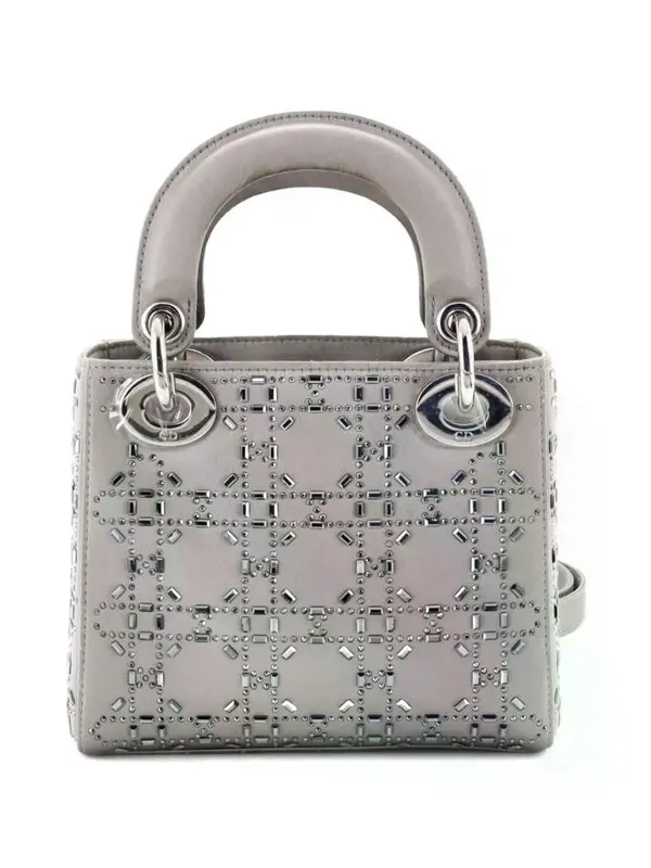 Dior Lady Mini Satchel Crystal Embellished - Grey