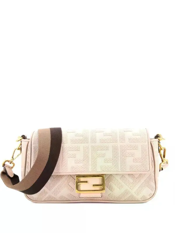 Fendi Zucca Embroidered Canvas Baguette Nm Bag - Neutrals