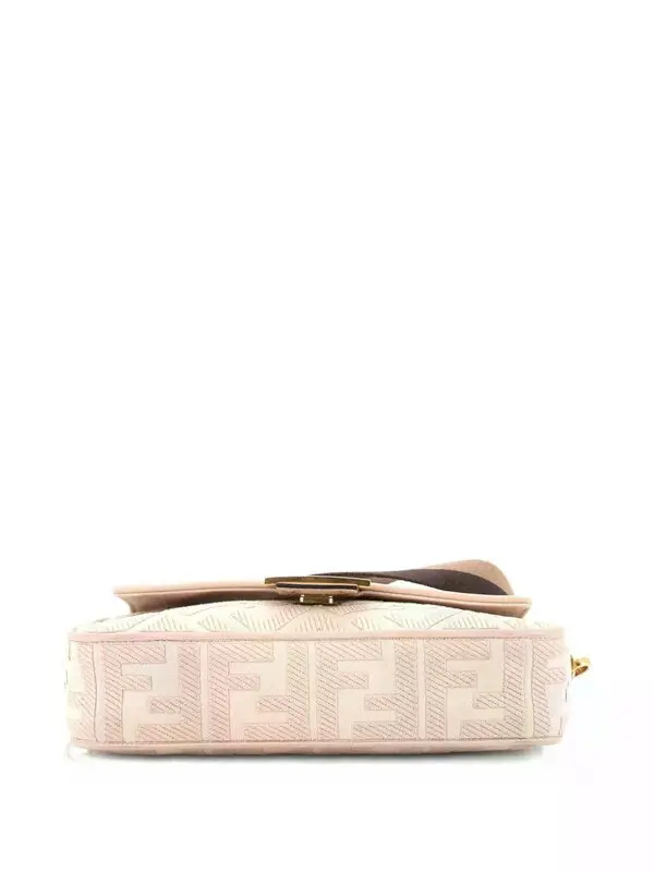 Fendi Zucca Embroidered Canvas Baguette Nm Bag - Neutrals