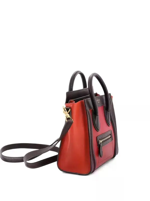 Celine Tricolor Leather Nano Luggage Bag - Red