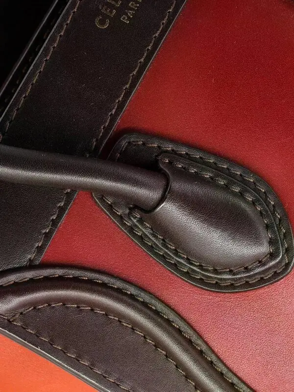Celine Tricolor Leather Nano Luggage Bag - Red