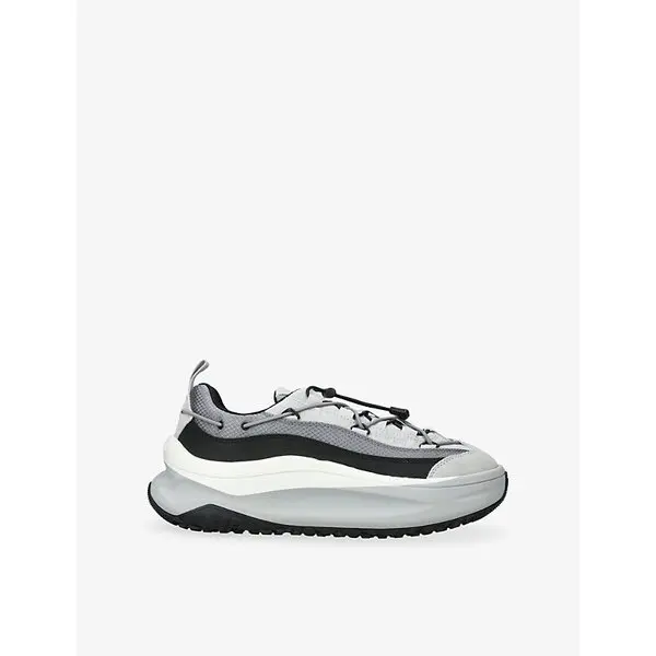 Moon Boot Lace Up Suede And Woven Trainers - Grey/m.cmb