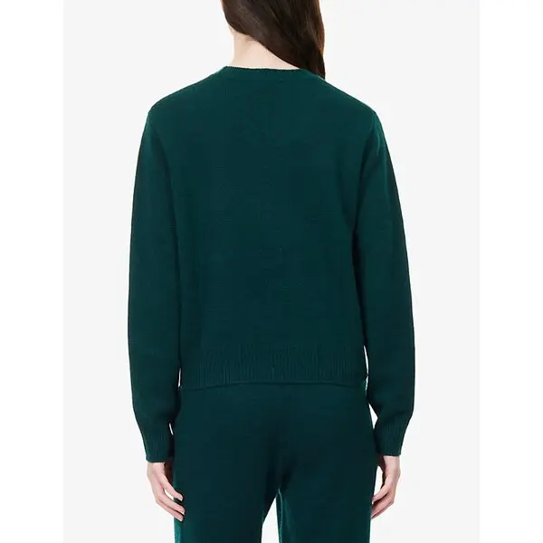SPORTY & RICH Embroidered-logo Cashmere-and-wool Jumper - Forest