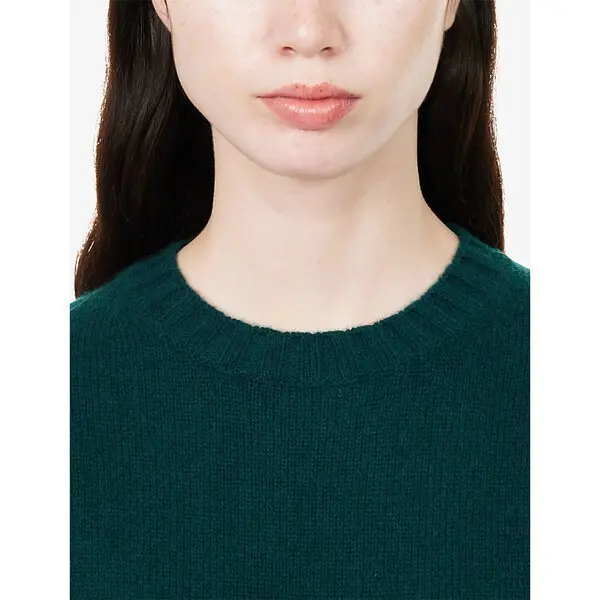 SPORTY & RICH Embroidered-logo Cashmere-and-wool Jumper - Forest