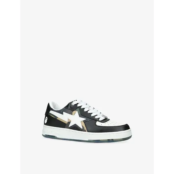 A BATHING APE Sta Icon #2 M2 Leather Trainers - Black/comb