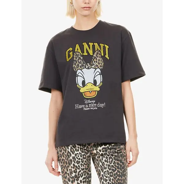 GANNI X Disney Embellished Cotton-jersey T-shirt