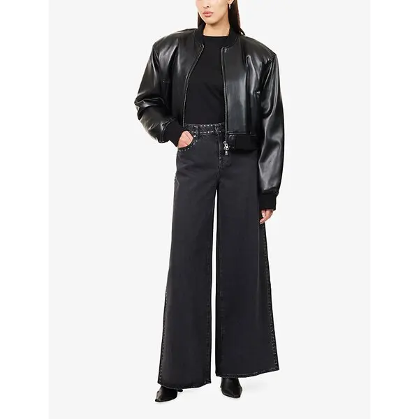 7 For All Mankind Marie Studs Wide-leg Denim Jeans