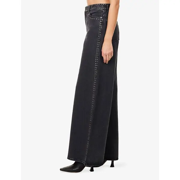 7 For All Mankind Marie Studs Wide-leg Denim Jeans