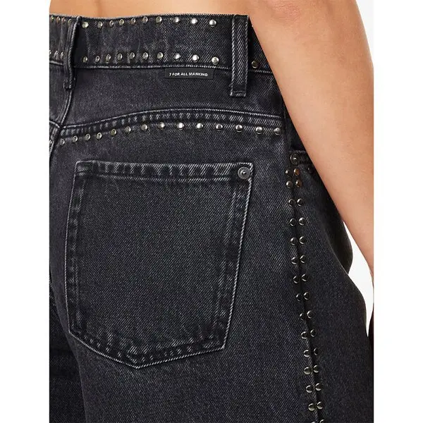 7 For All Mankind Marie Studs Wide-leg Denim Jeans