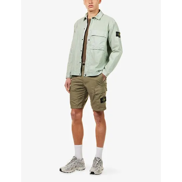 Stone Island Panama Brand-patch Woven Overshirt