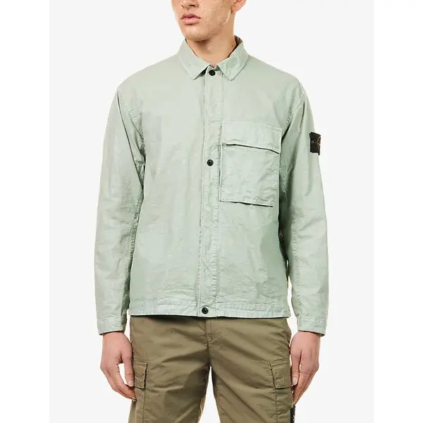 Stone Island Panama Brand-patch Woven Overshirt