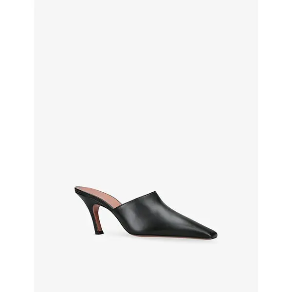 Amina Muaddi Jamie Mule 80 Leather Heels - Black