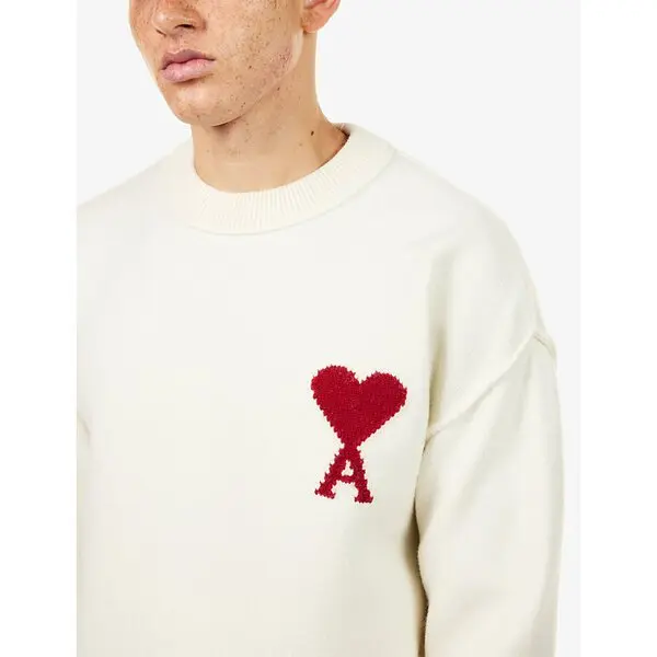Ami Logo-knit Wool Jumper