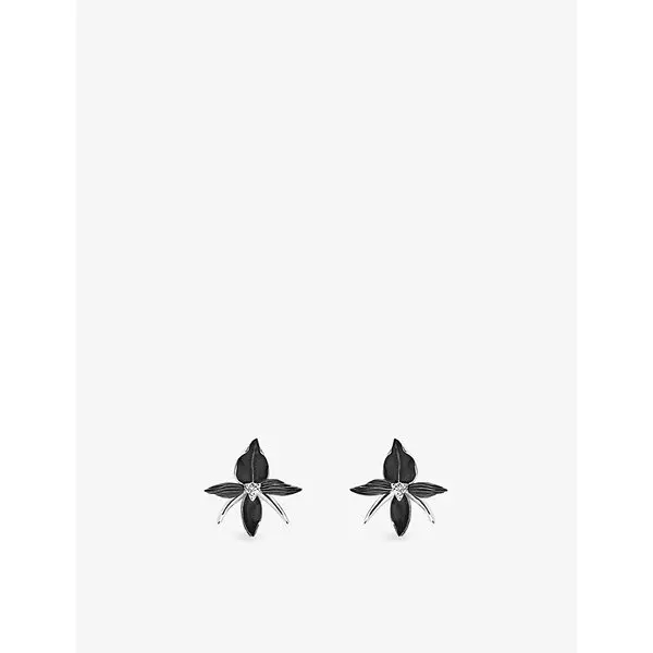 SHAUN LEANE Black Orchid Diamond Stud Earrings - Silver