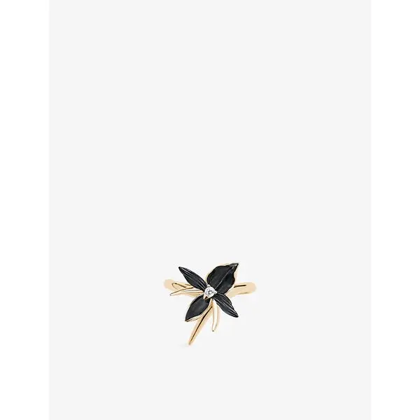 SHAUN LEANE Black Orchid Flower Ring - Yellow Gold Vermeil