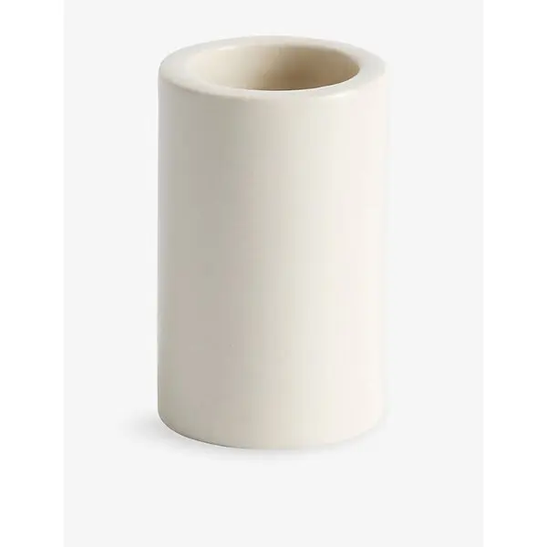 HAY Cylindrical Stoneware Toothbrush Holder - Owhite