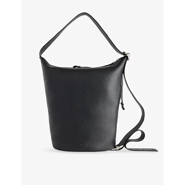 Loewe Loop Bucket Medium Leather Shoulder Bag - Black
