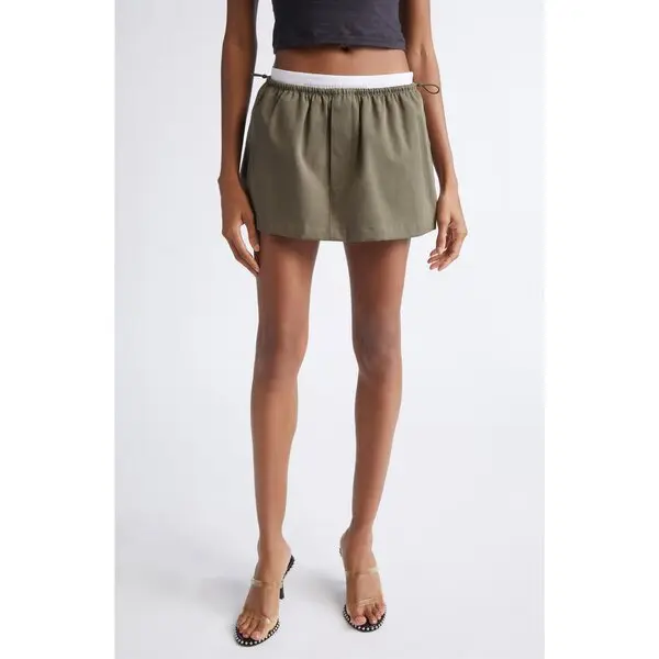 Alexander Wang Logo Elastic Cotton Twill Miniskirt