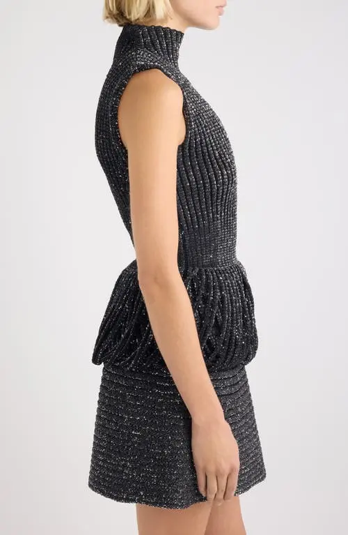 Alaïa Sequin Ribbed Bouclé Knit Sleeveless Top