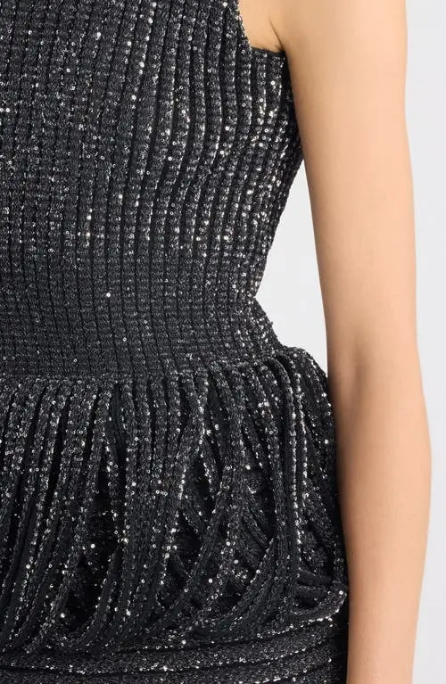 Alaïa Sequin Ribbed Bouclé Knit Sleeveless Top