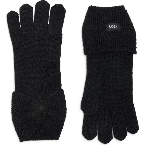 UGG Bow Wool Blend Tech Gloves - Black
