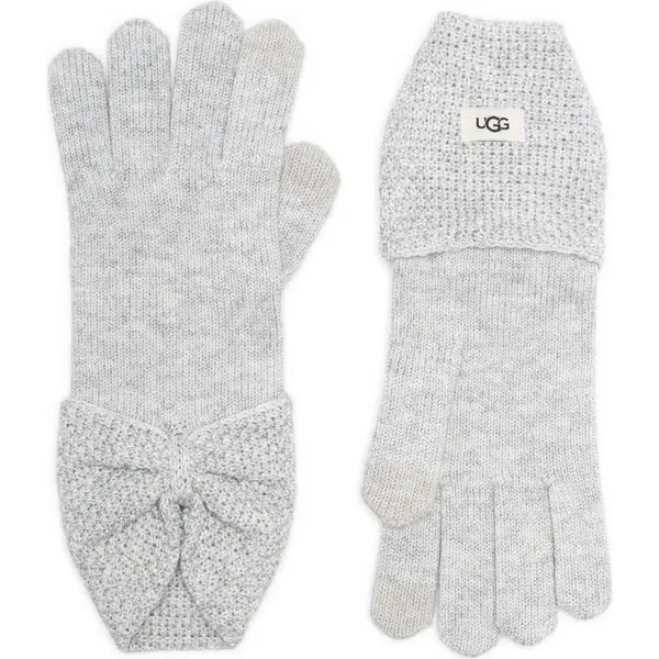 UGG Bow Wool Blend Tech Gloves - Grey Heather