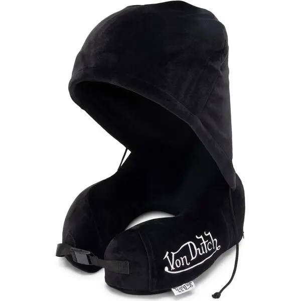 VON DUTCH Eyeconic Hooded Travel Neck Pillow - Black