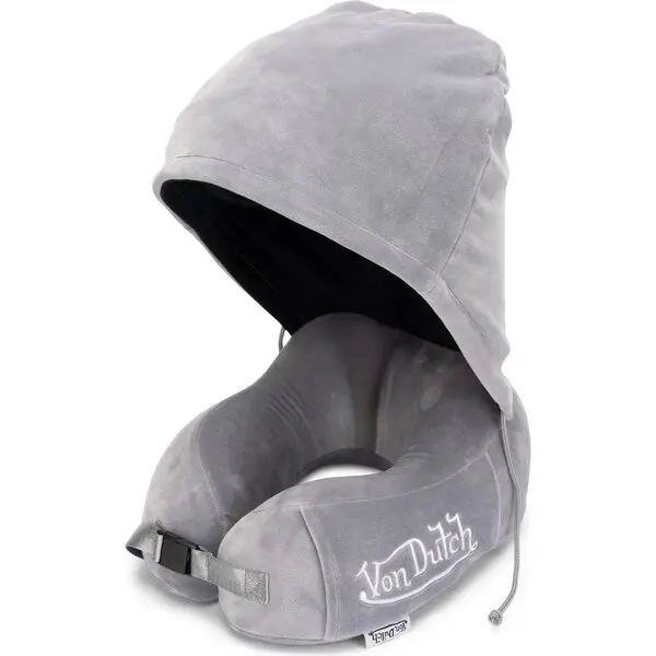 VON DUTCH Eyeconic Hooded Travel Neck Pillow - Grey