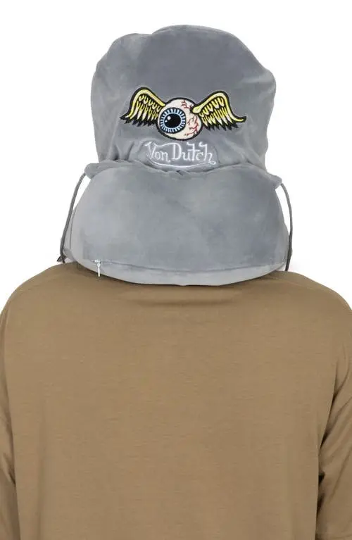 VON DUTCH Eyeconic Hooded Travel Neck Pillow - Grey