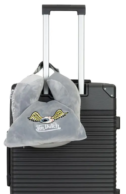 VON DUTCH Eyeconic Hooded Travel Neck Pillow - Grey