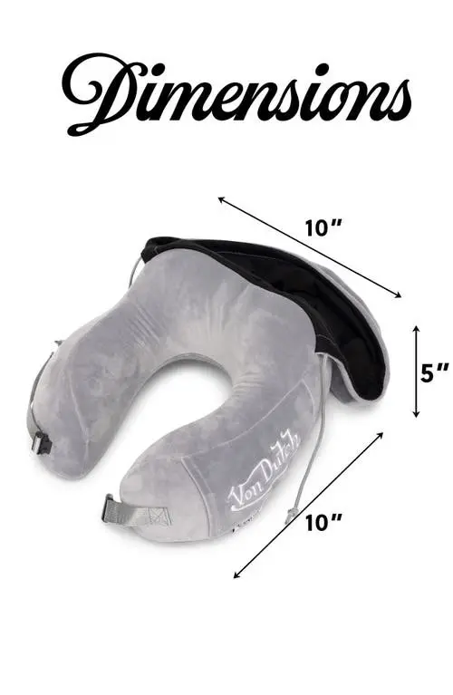 VON DUTCH Eyeconic Hooded Travel Neck Pillow - Grey
