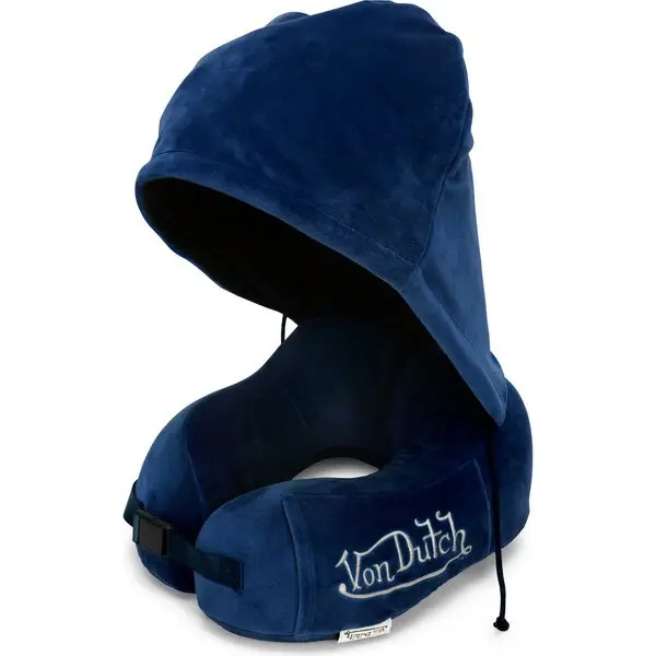 VON DUTCH Eyeconic Hooded Travel Neck Pillow - Navy