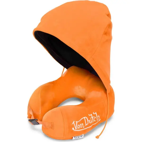 VON DUTCH Eyeconic Hooded Travel Neck Pillow - Orange