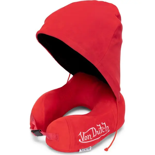 VON DUTCH Eyeconic Hooded Travel Neck Pillow - Red